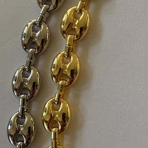 14k Gold Plated Puffy Puffed Anchor Mariner Gucci Link Chain Necklace ...