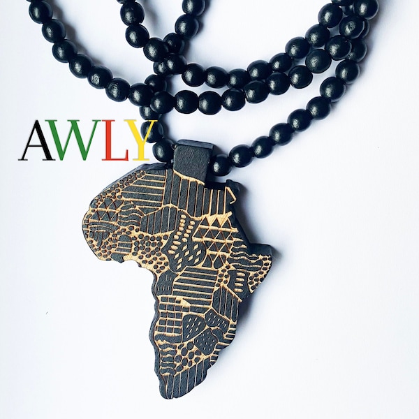 Wood Africa Necklace - Etsy