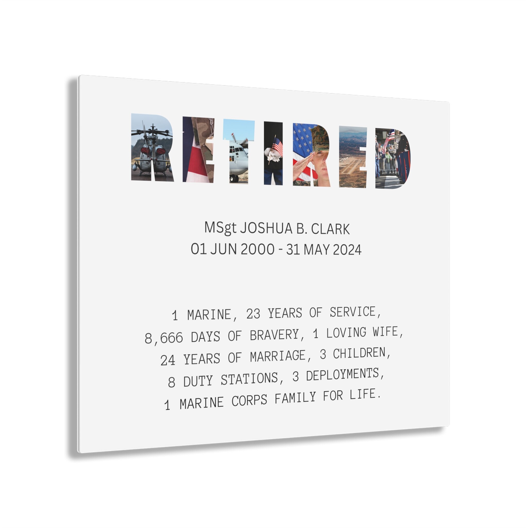 Custom Acrylic Retired Military Collage Panel, Military Collage Panel ...