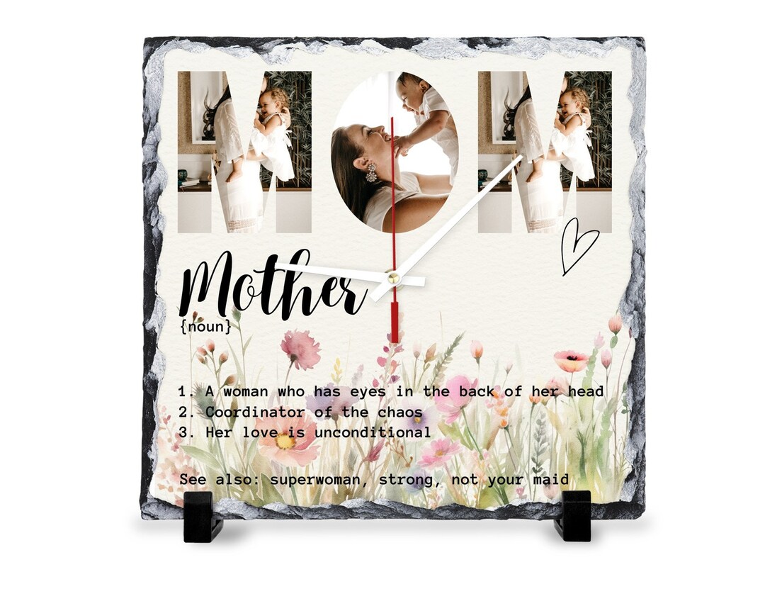 Mom Photo Slate Clock, Custom Photo Slate, Photo Rock Slate, Custom ...
