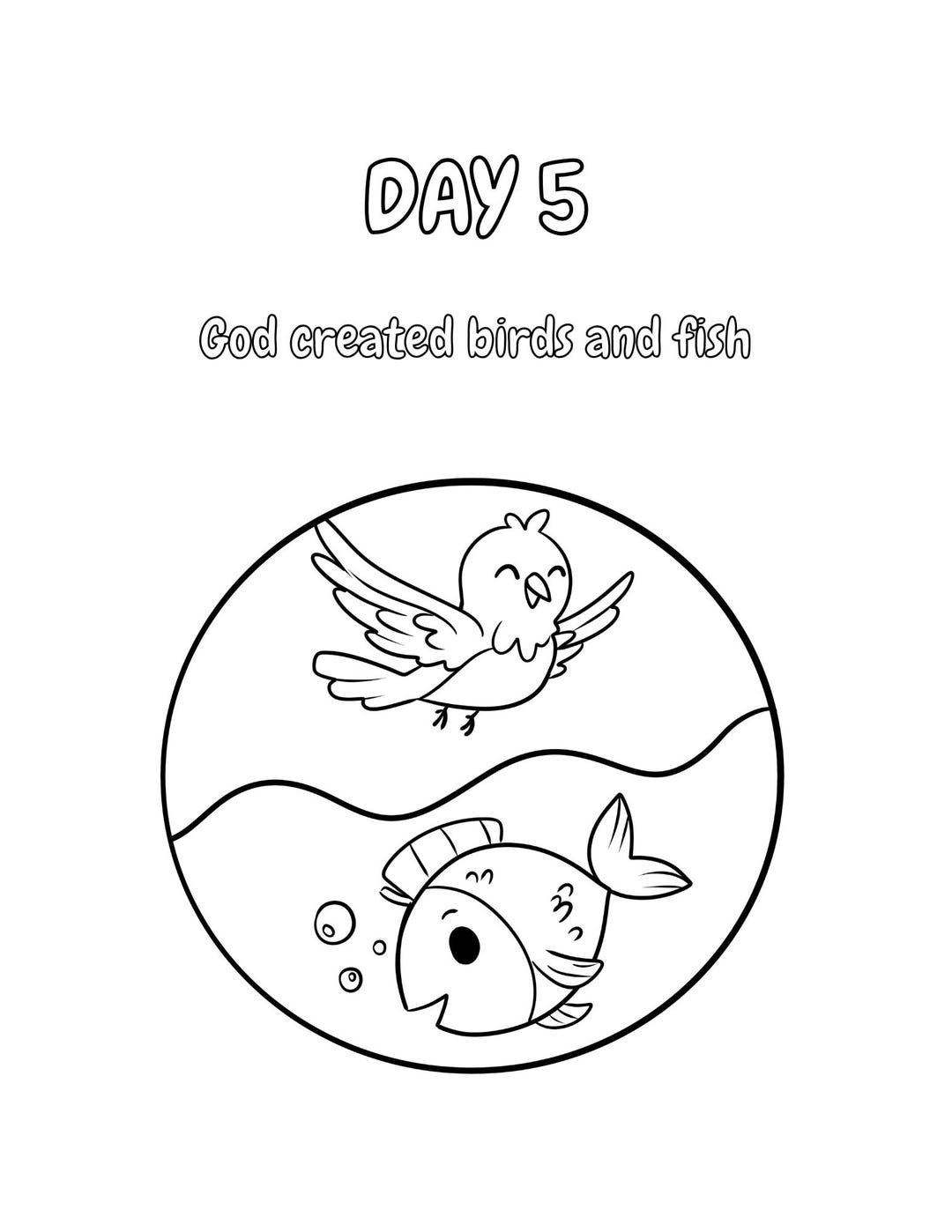 7 Days of Creation Color Pages. Print and Color PNG File - Etsy