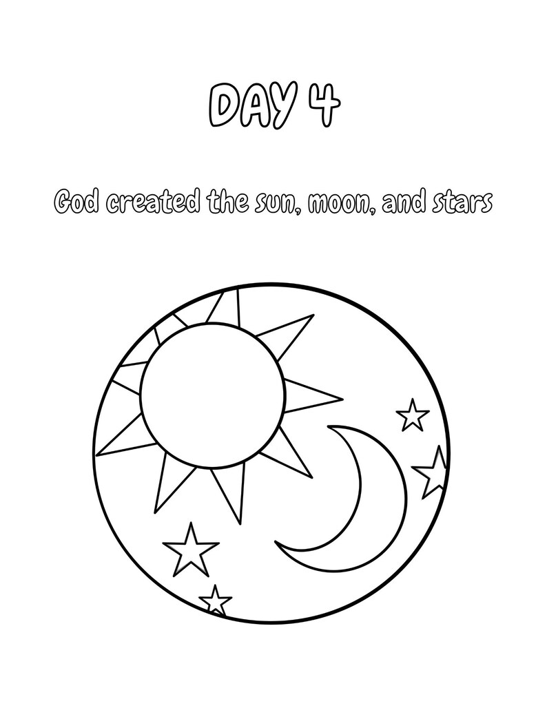 7 Days of Creation Color Pages. Print and Color PNG File - Etsy
