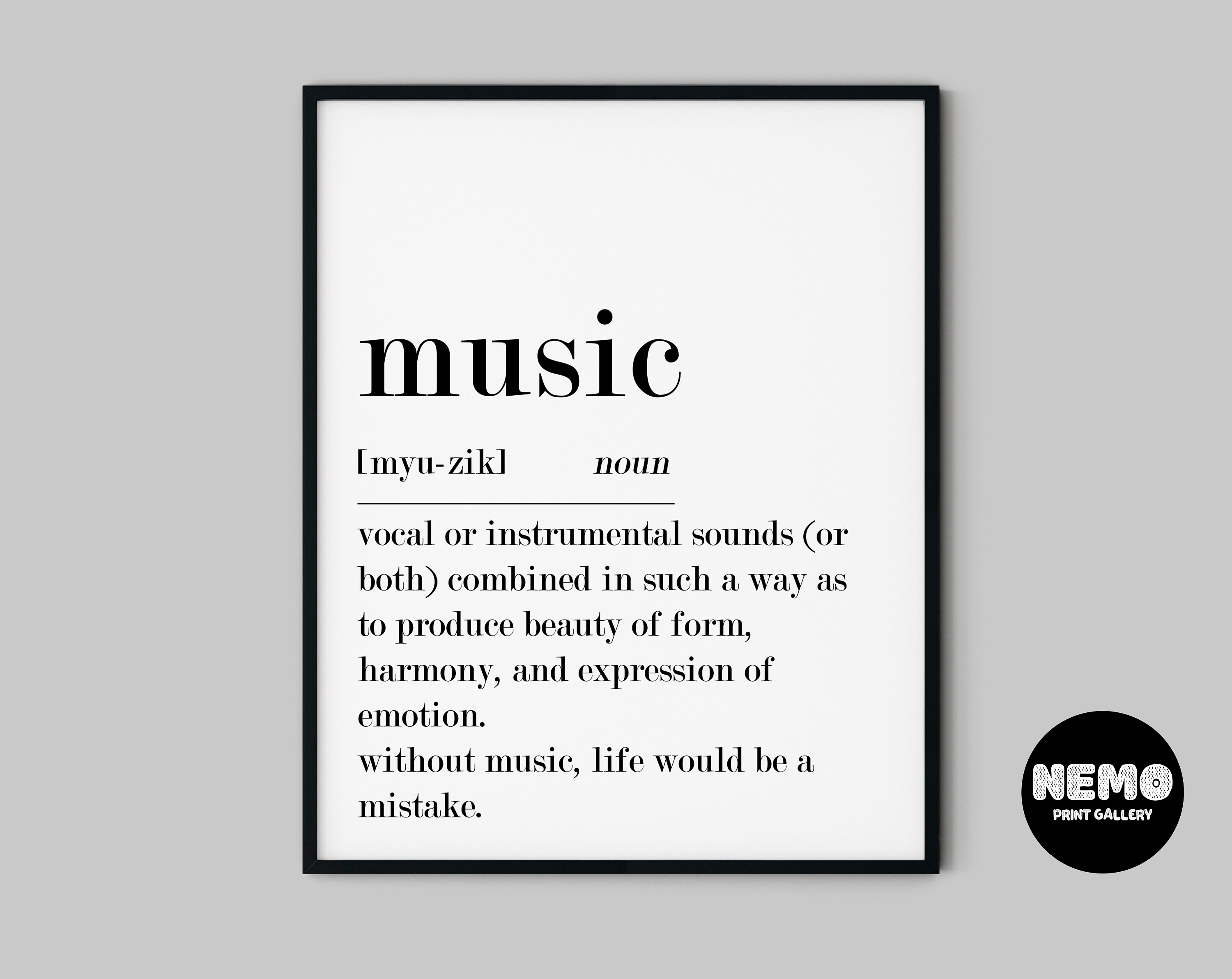 Music Definition Print Printable Artwork Music Teacher Gift Etsy UK