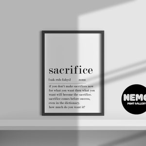 Sacrifice Definition Print Home Office Printable - Etsy
