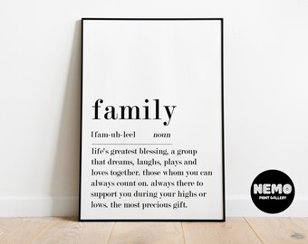 FAMILY Dictionary Definition Typography Funny Inspirational - Etsy