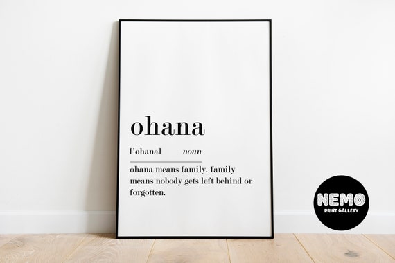 Ohana Definition Print Hawaiian Wall Art Family Definition | Etsy