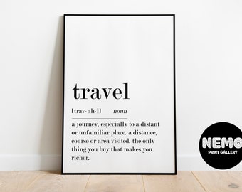 Travel Definition Quote ART PRINT Gift Wall Art Home Decor - Etsy