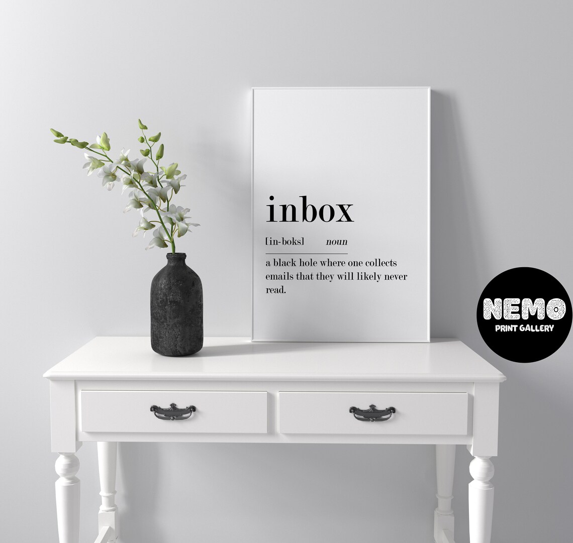 Funny Home Office Sign Inbox Definition Print Office Wall - Etsy