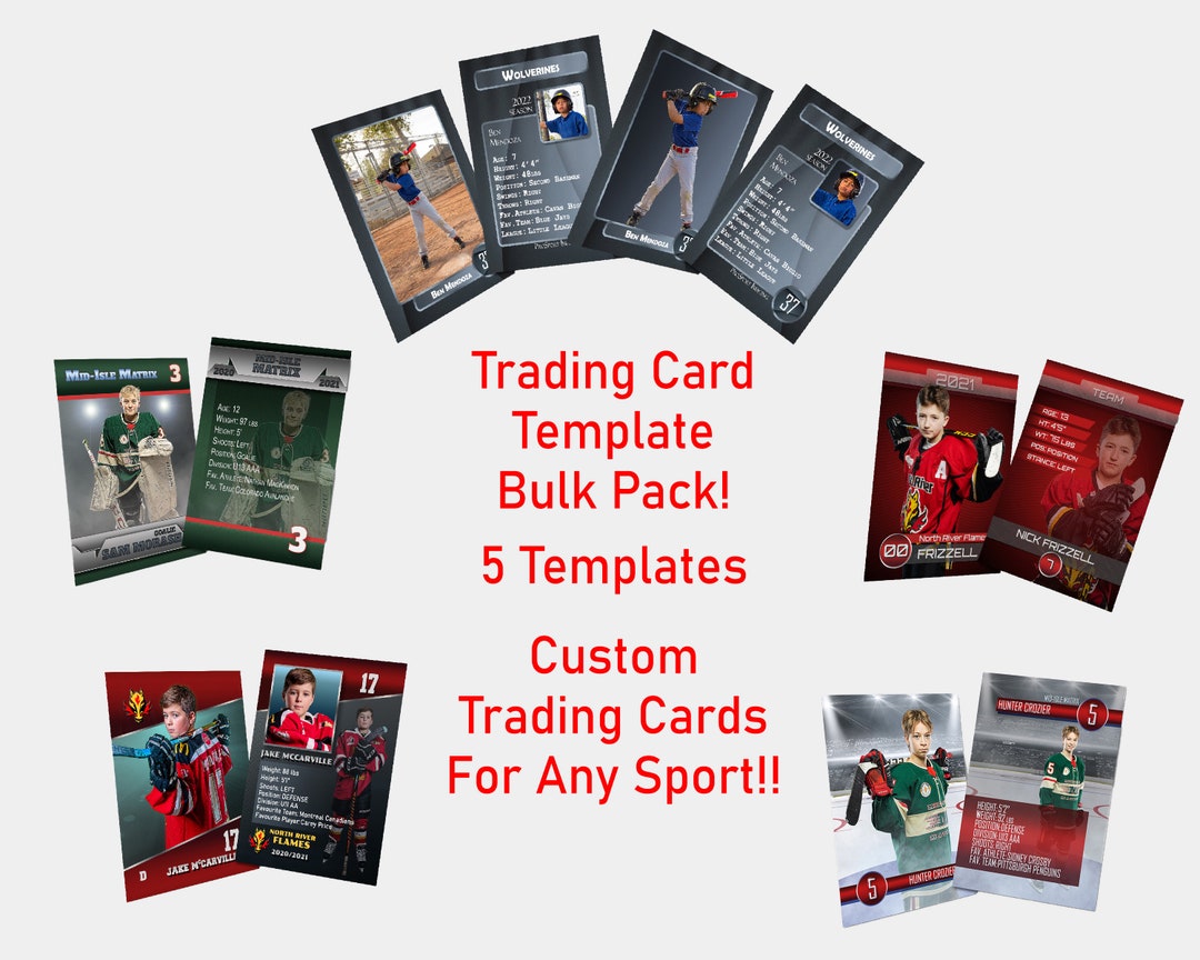 INSTANT DOWNLOAD | Trading Card Template Bulk Pack | Custom Hockey Card ...
