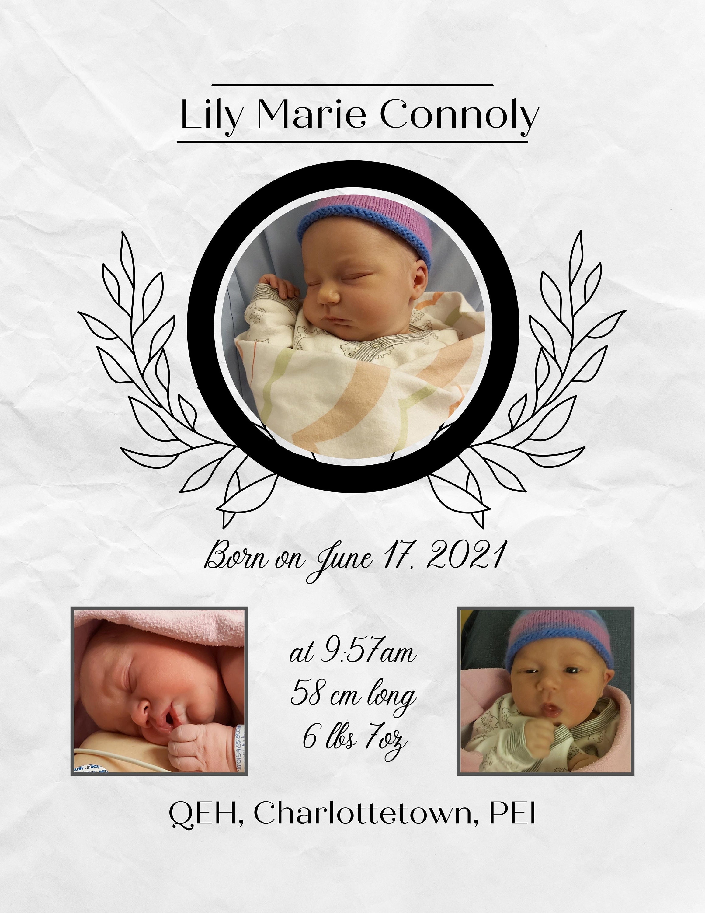 Printable Birth Stats | Baby Birth Details | Editable Canva Template ...