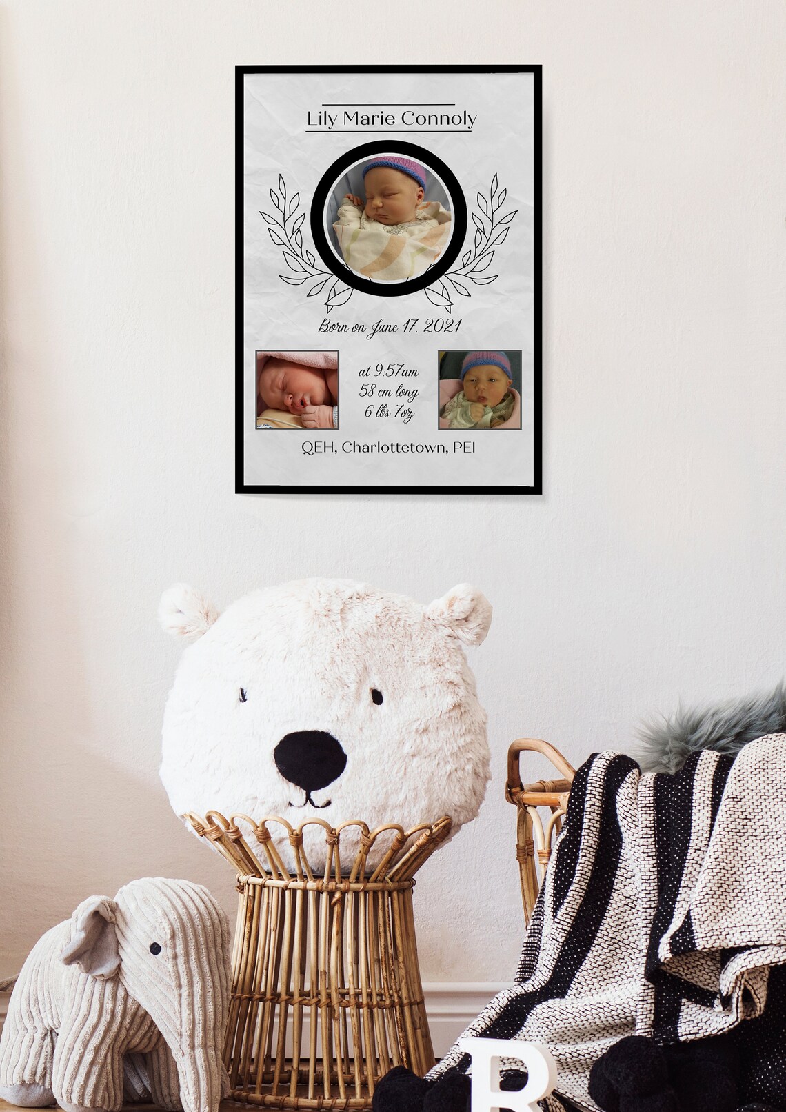 Printable Birth Stats | Baby Birth Details | Editable Canva Template ...