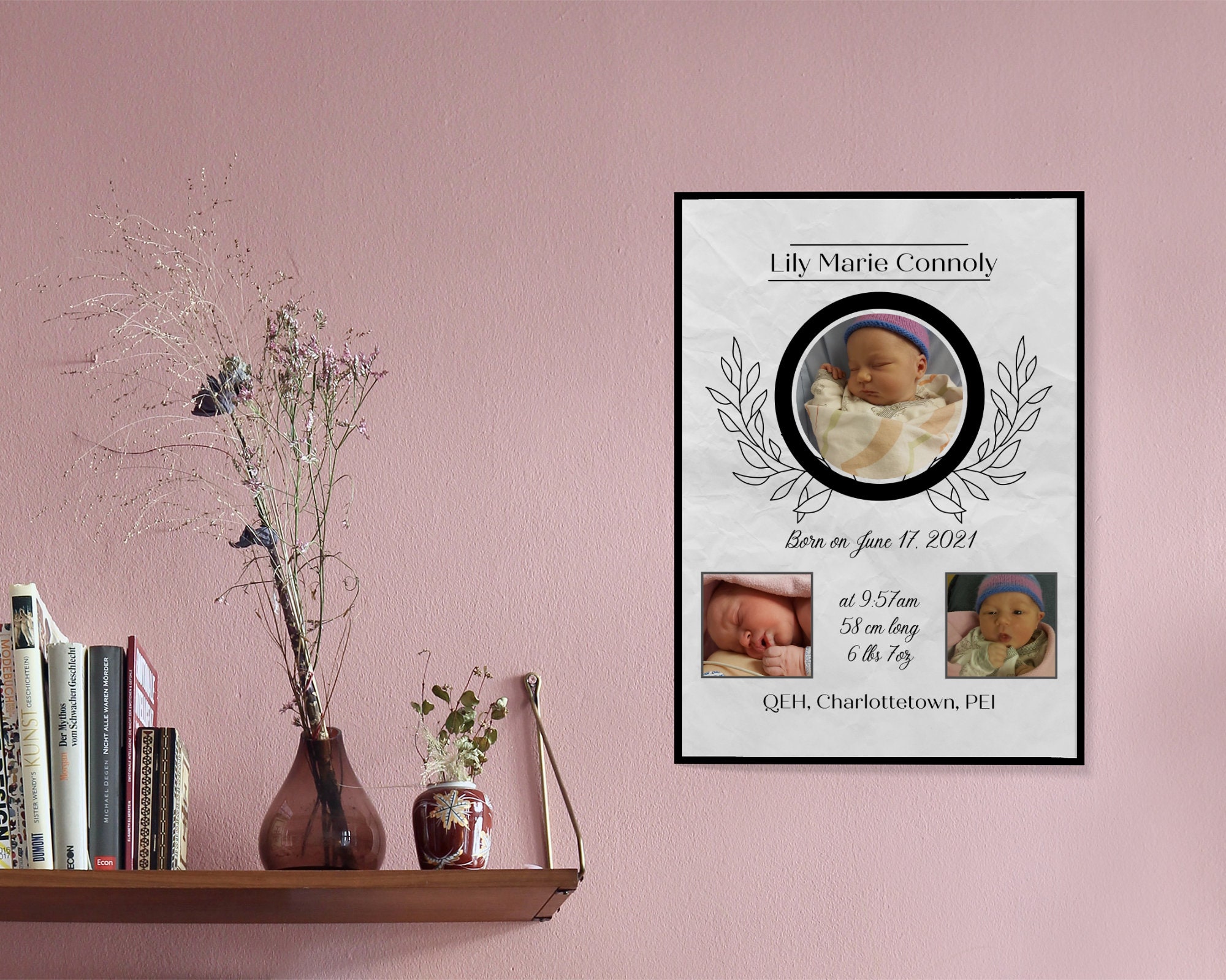 Printable Birth Stats | Baby Birth Details | Editable Canva Template ...
