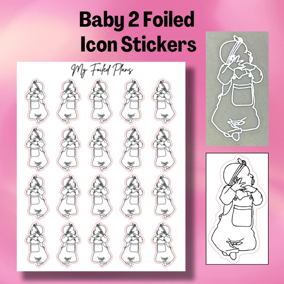 Baby Version 2 // Hand Drawn Foiled Icon Stickers - Etsy