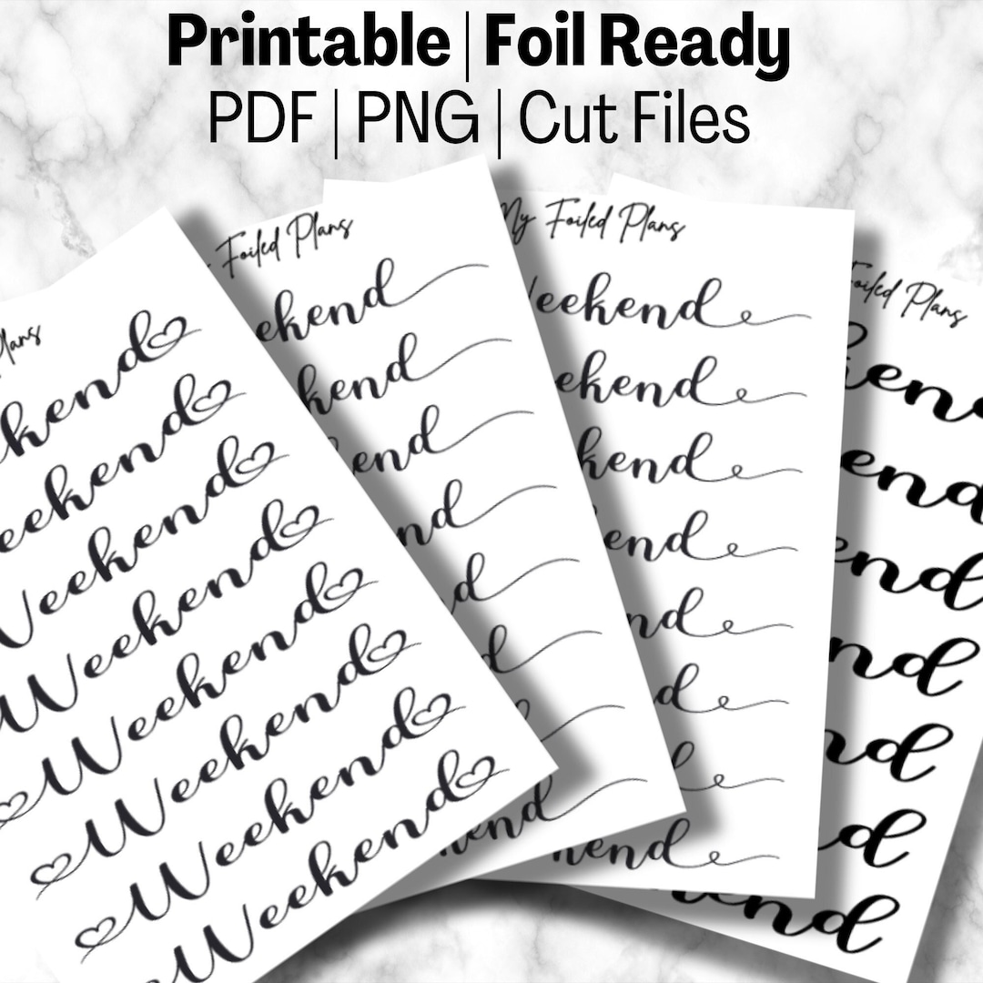 Weekend Script Stickers | Printable | Foil Ready - Etsy