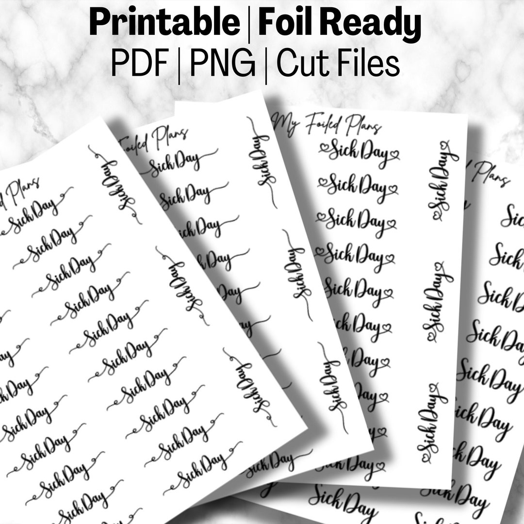 Sick Day Script Stickers | Printable | Foil Ready - Etsy