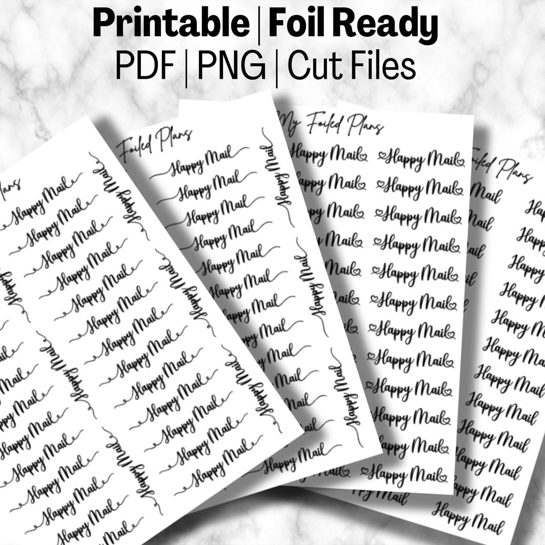 Happy Mail Script Stickers | Printable | Foil Ready - Etsy