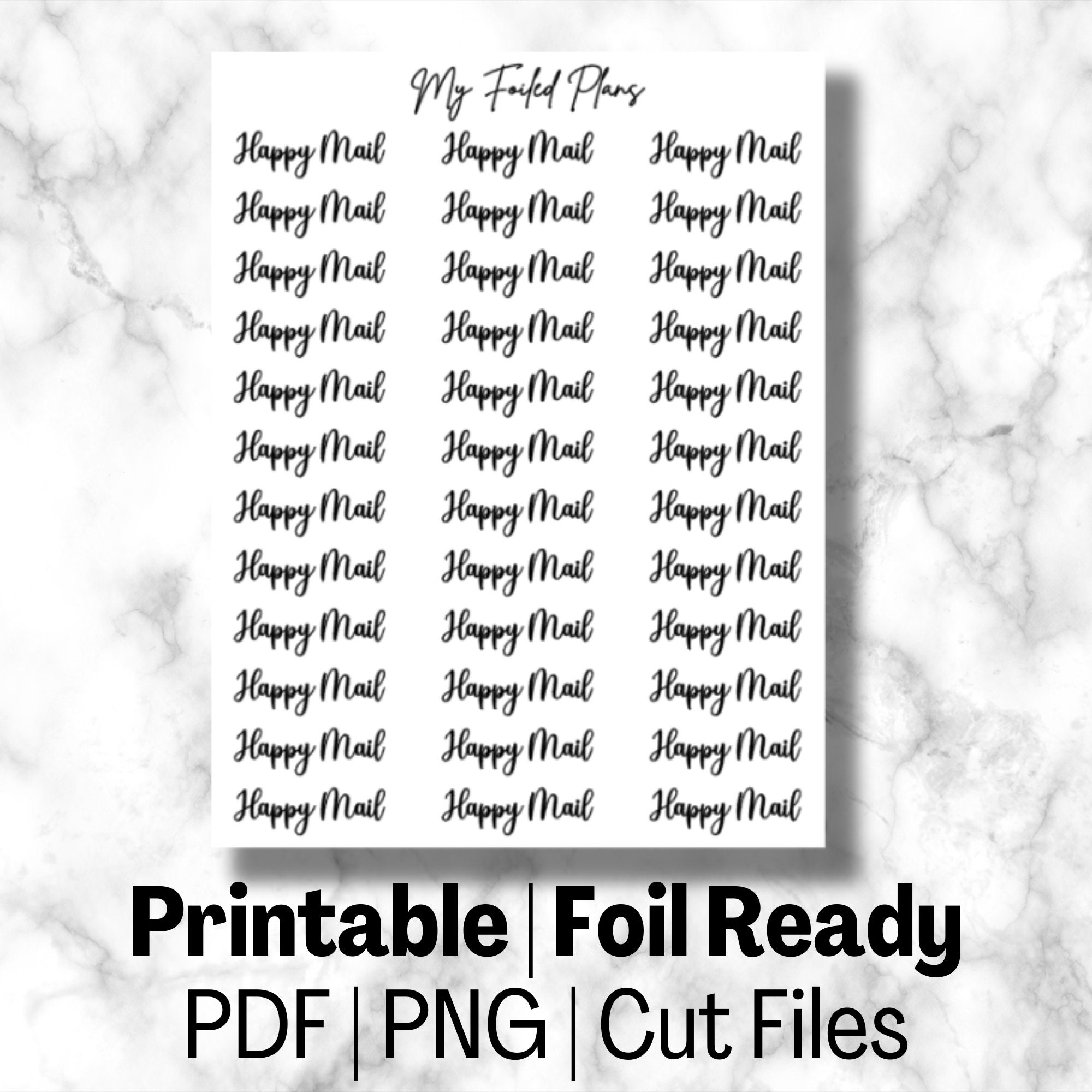 Happy Mail Script Stickers | Printable | Foil Ready - Etsy