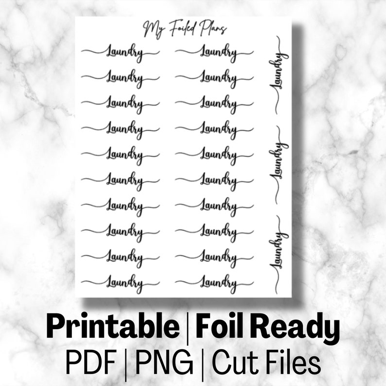 Laundry Script Stickers | Printable | Foil Ready - Etsy