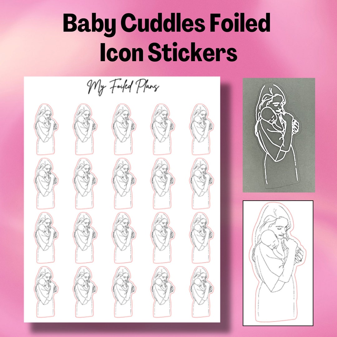 Baby Cuddles // Hand Drawn Foiled Icon Stickers - Etsy