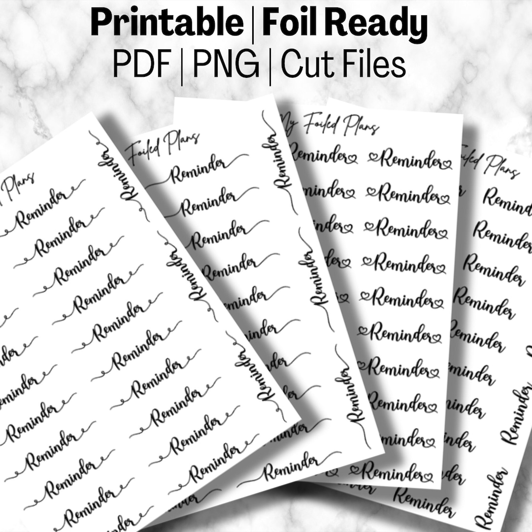 Reminder Script Stickers | Printable | Foil Ready - Etsy