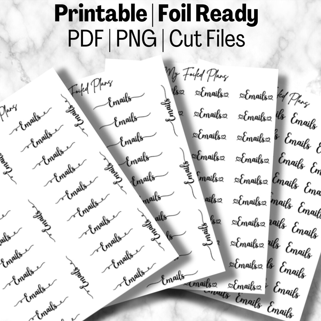 Emails Script Stickers | Printable | Foil Ready - Etsy