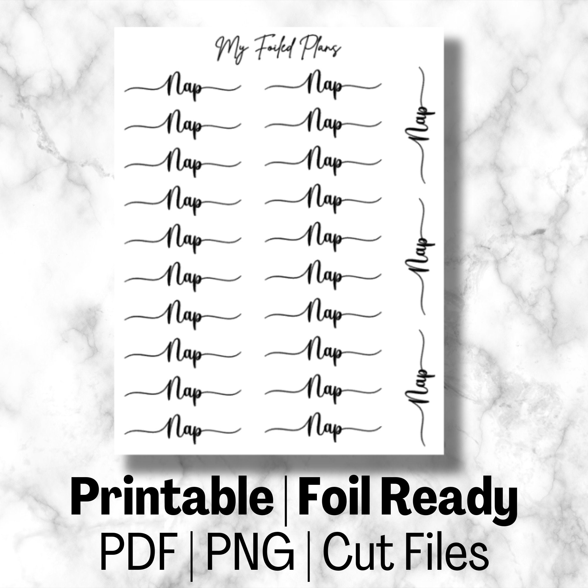 Nap Script Stickers Printable Foil Ready - Etsy