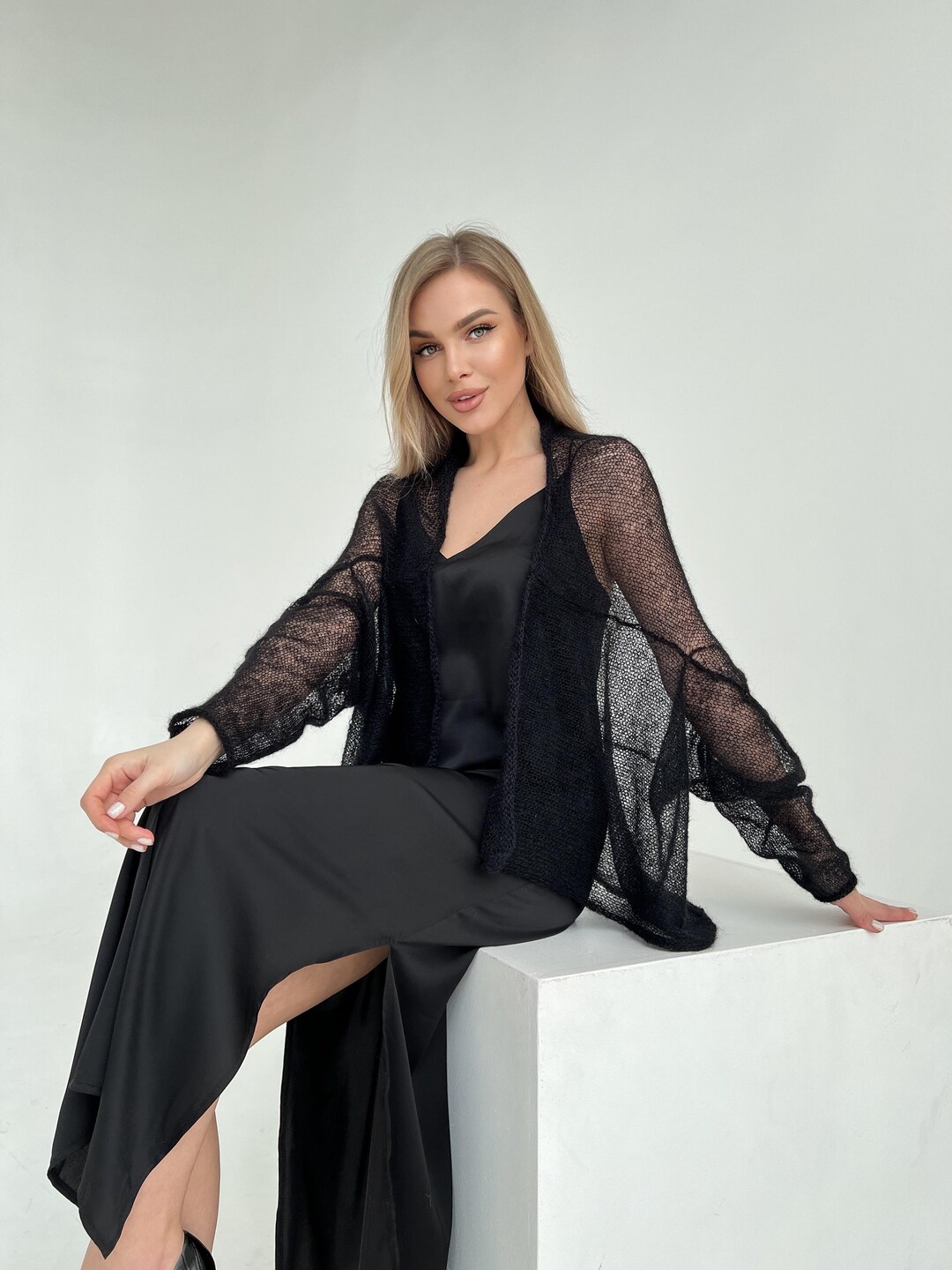 Sheer Oversized Cardigan, Loose Fit, Open Front, Handmade, Lightweight ...