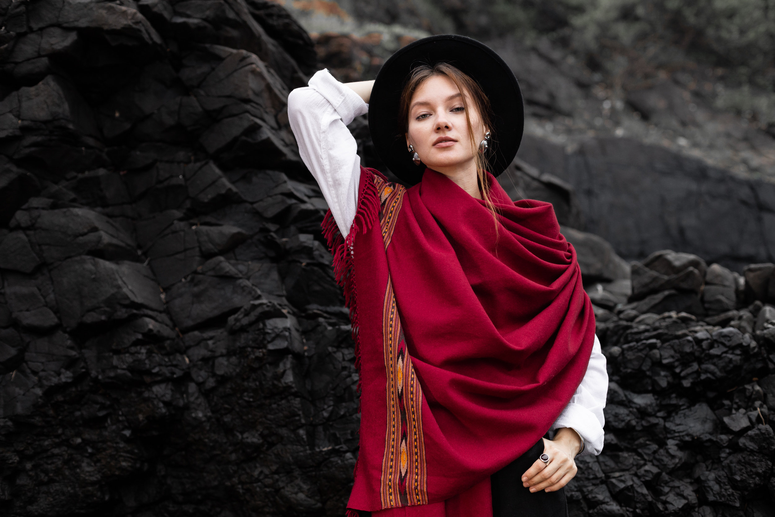 Handwoven Red Merino Wool Shawl From the Himalayas Kullu Valley Design ...