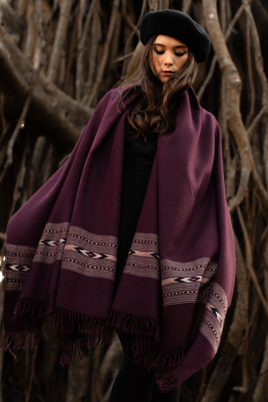 Handwoven Cassis Merino Wool Shawl From the Himalayas Kullu Valley ...