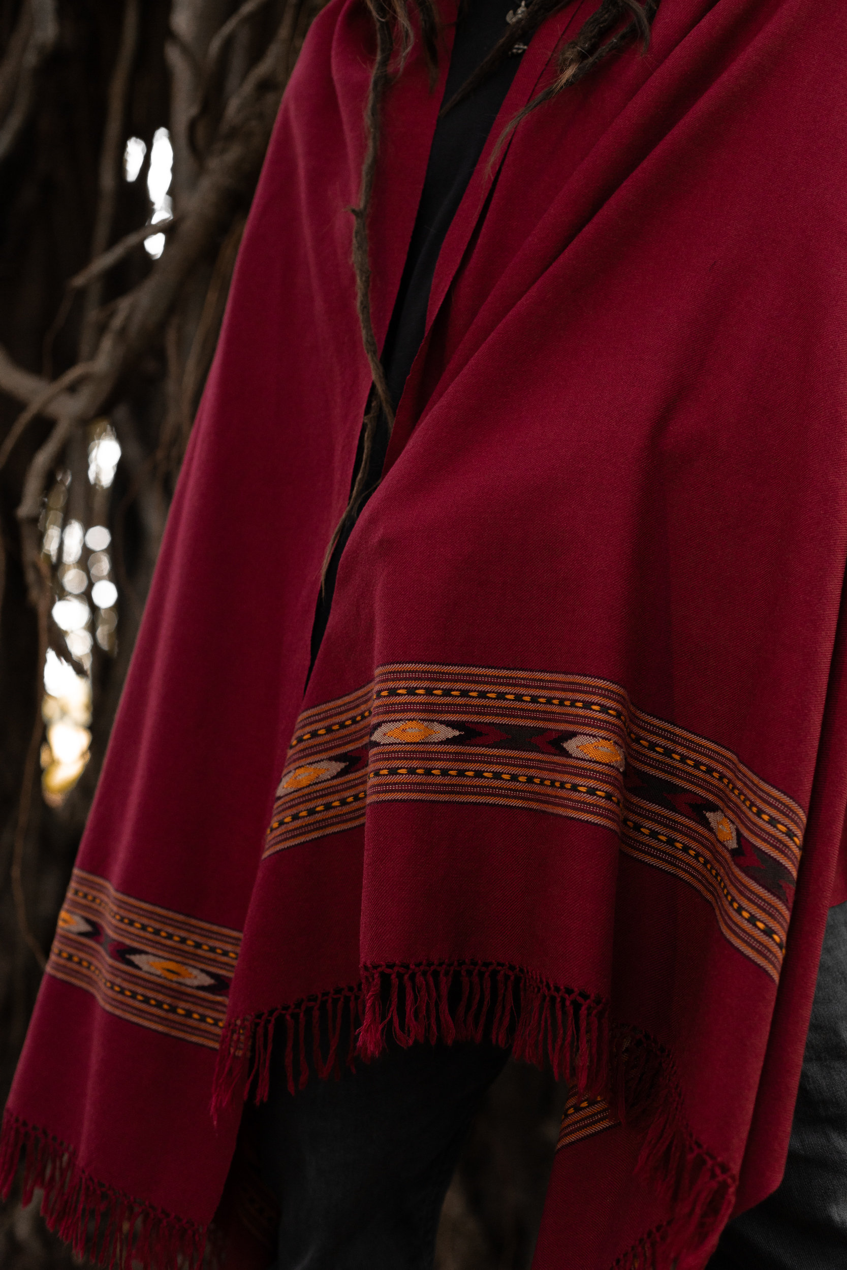 Handwoven Red Merino Wool Shawl From the Himalayas Kullu Valley Design ...