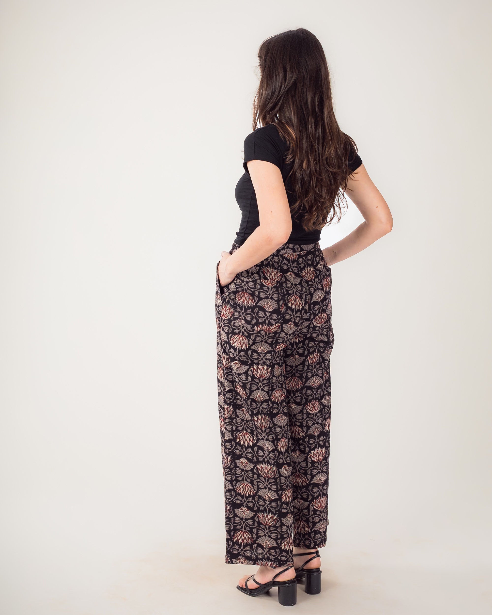 Black Lotus Palazzo Pants | High Waist Cotton Linen Trousers - Etsy