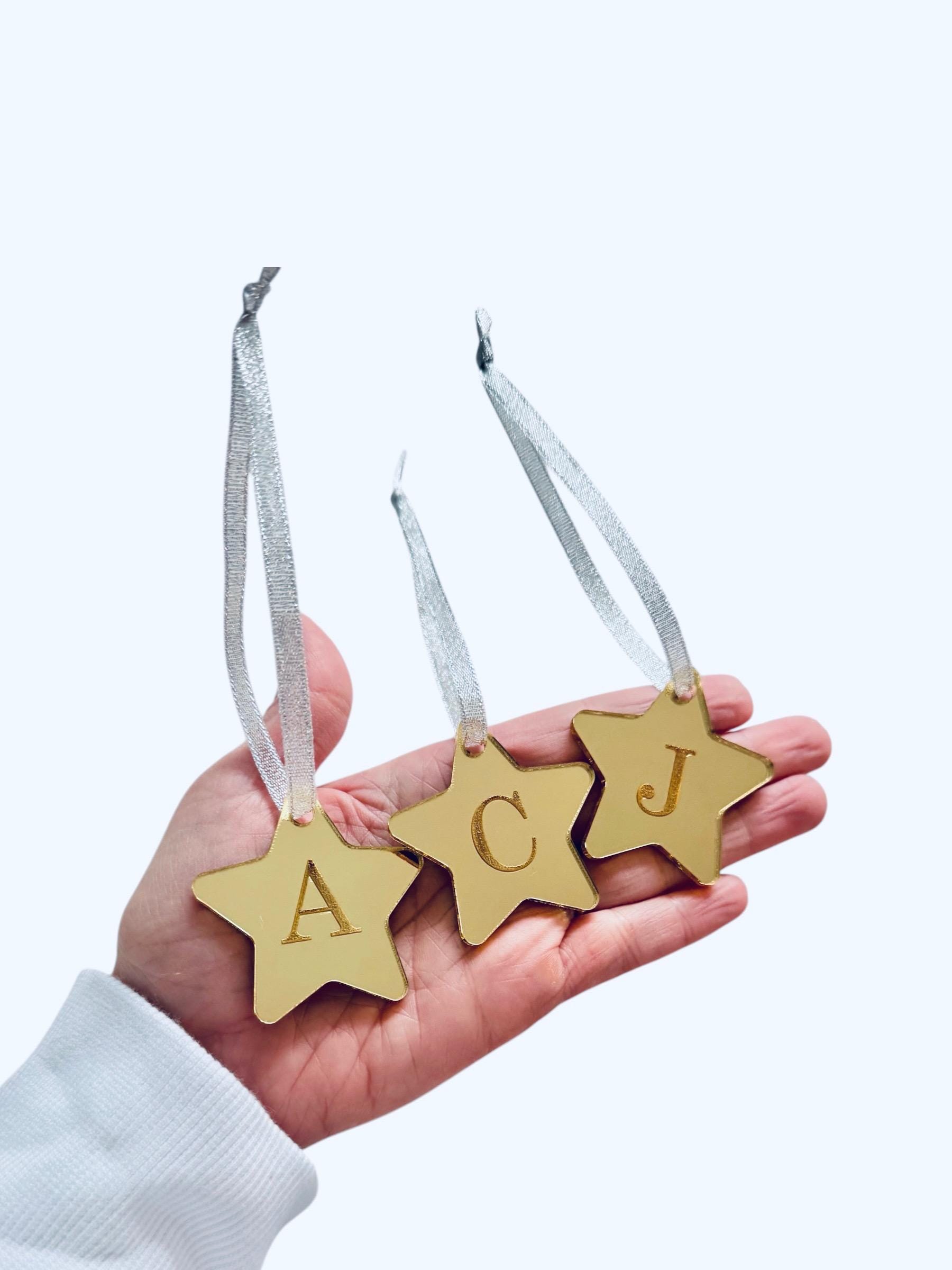 Personalized Mirrored Acrylic Star Christmas Ornament: Engraved Tree ...