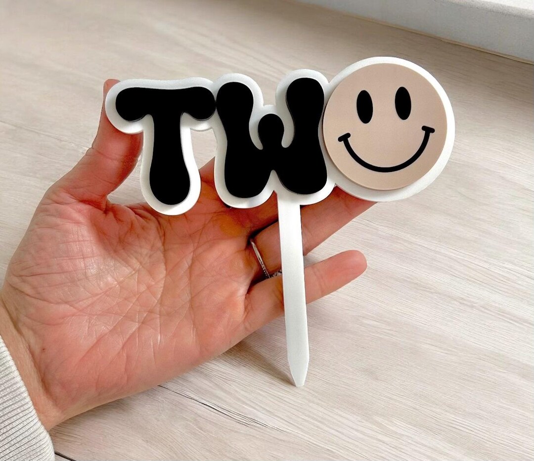 Two Cool Dude Cake Topper | 2nd Birthday | Happy Face|two Birthday ...