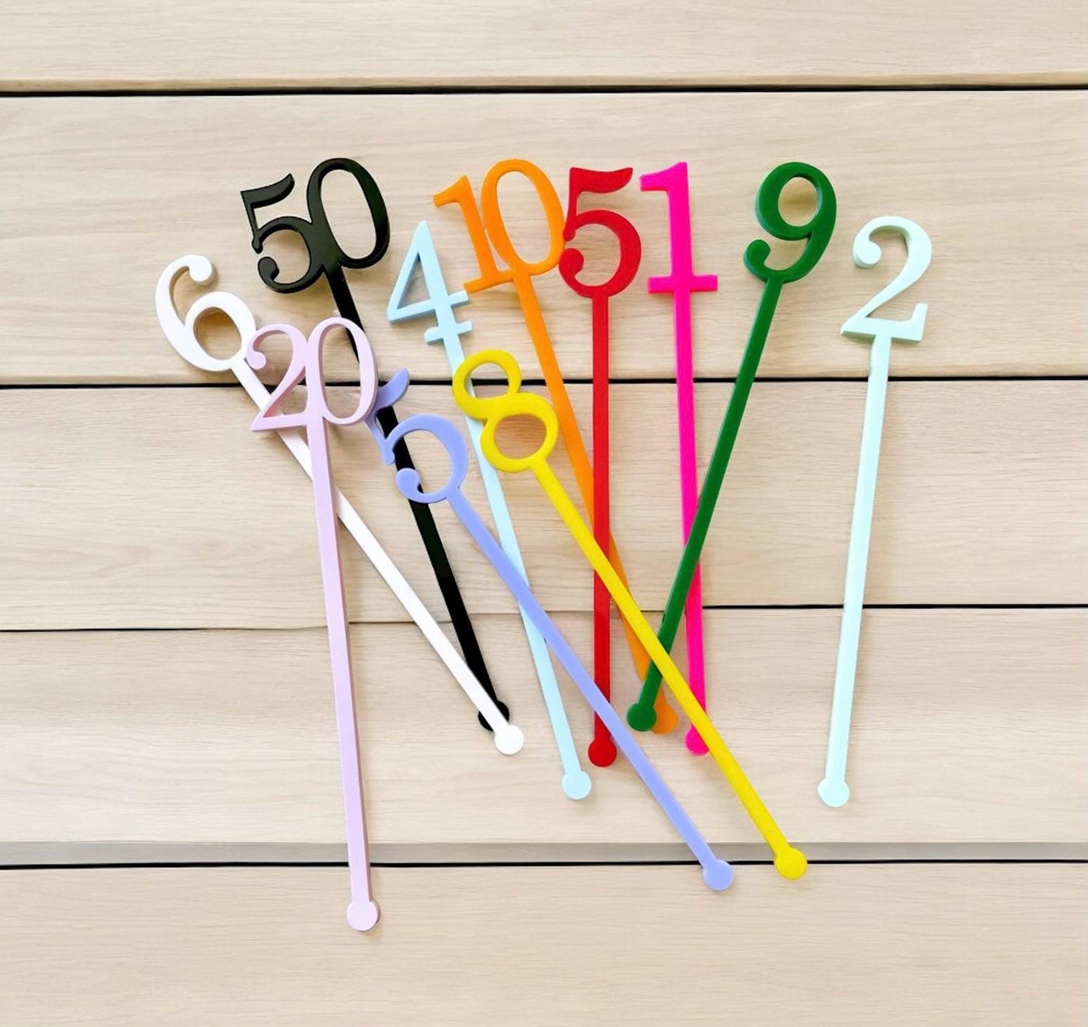 Birthday Number Drink Stirrers: Acrylic Party Decor - Etsy