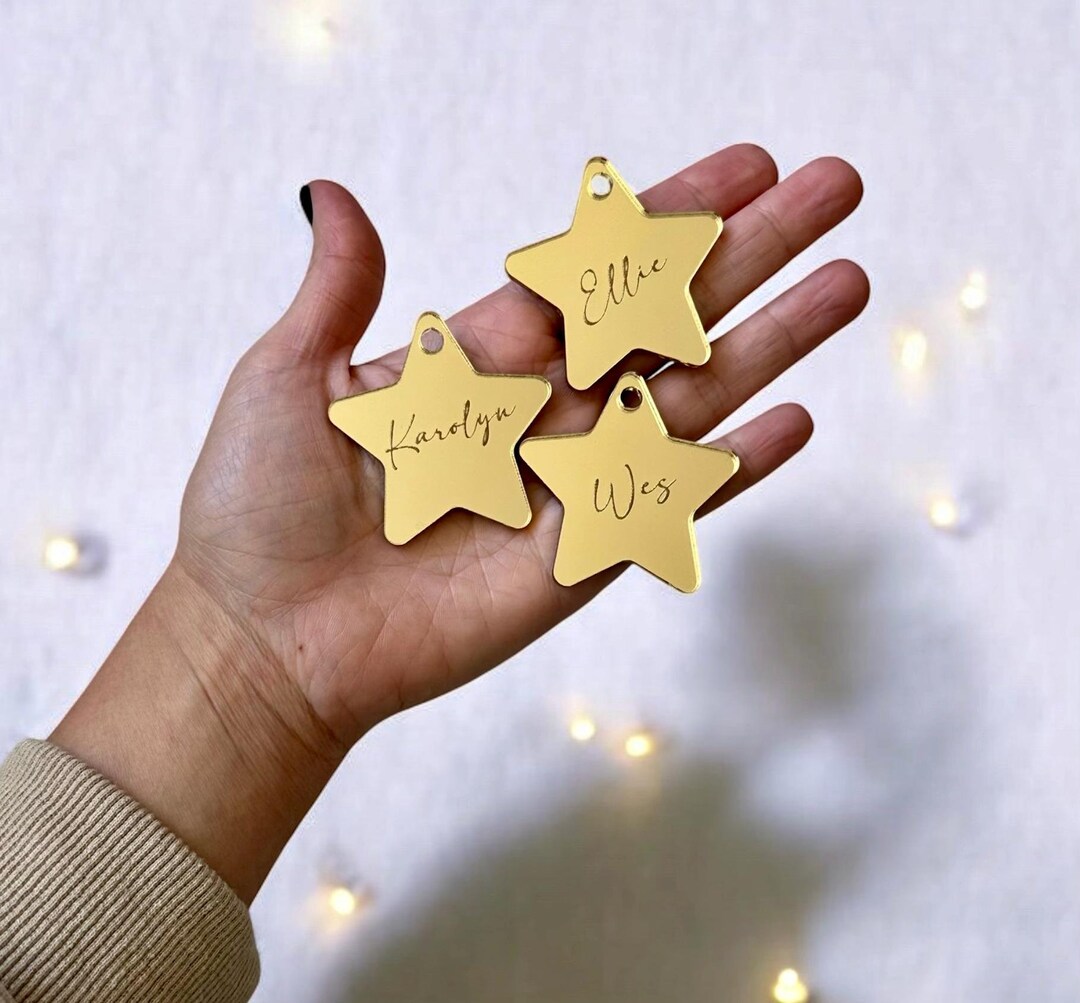 Personalized Mirrored Acrylic Star Christmas Ornament: Engraved Tree ...