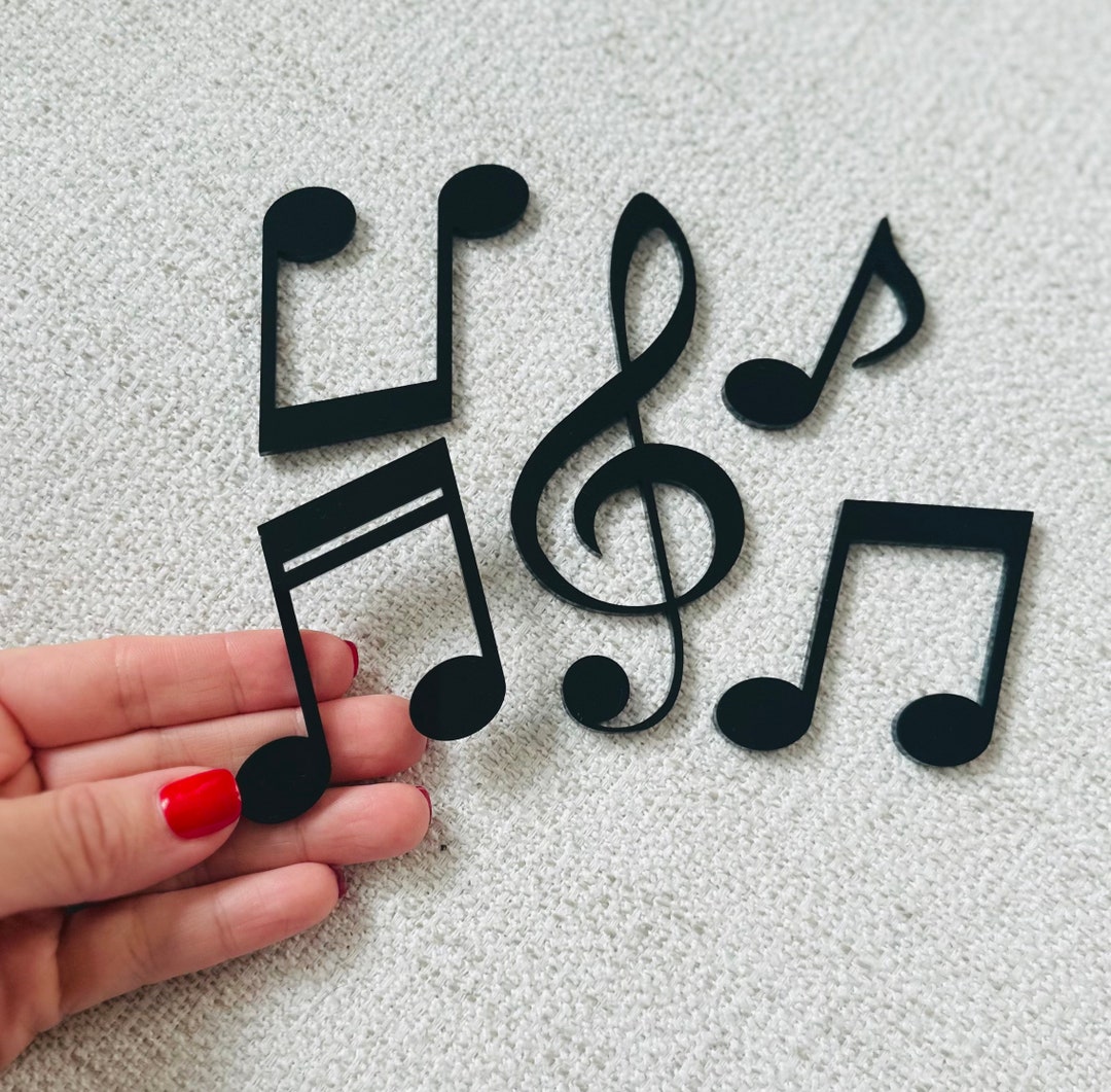 Music Note Cake Charms: Acrylic Cupcake Decorations (set of 5) - Etsy