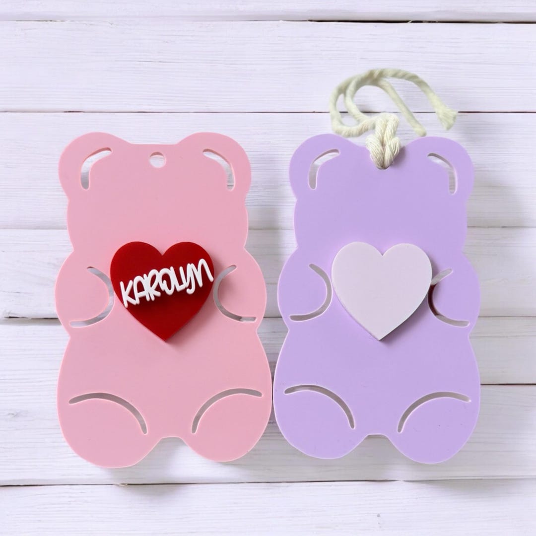 SVG Gummy Bear Tag| Valentine Name Tag|valentine's Laser Cut File|svg ...
