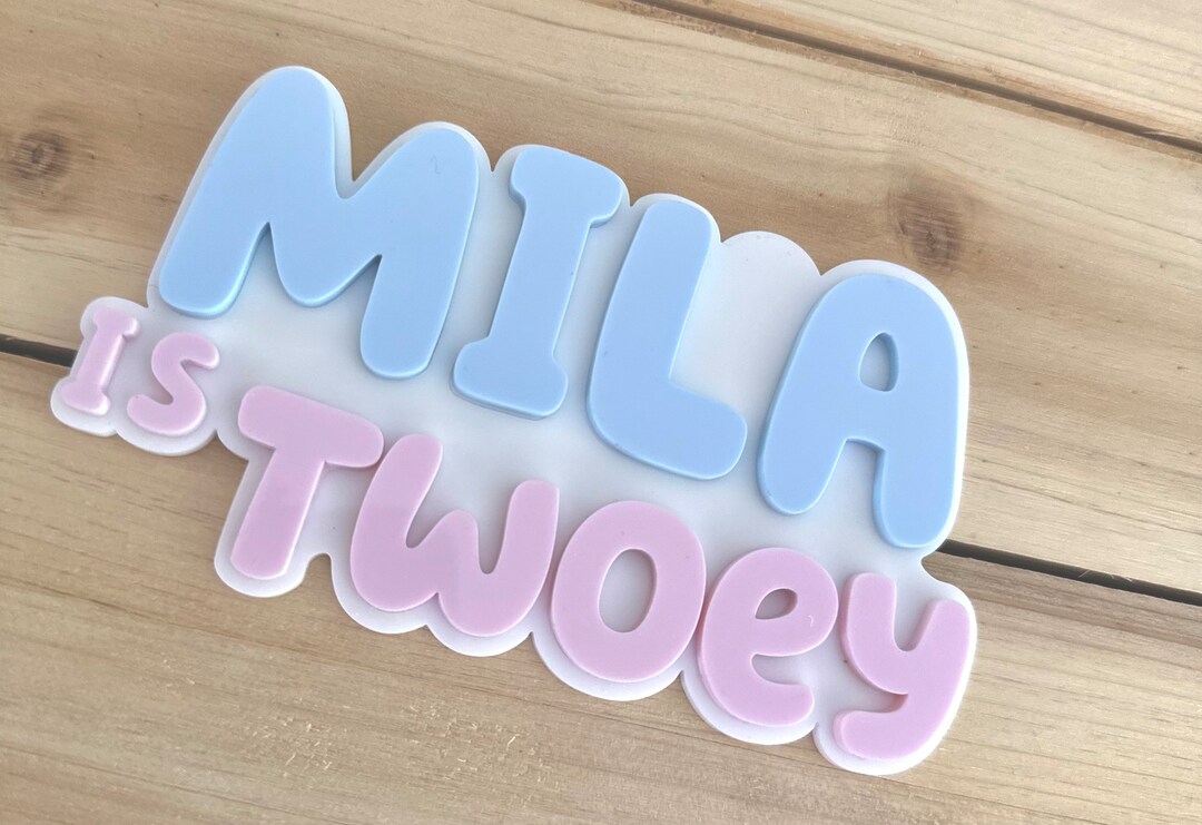 Kids 2nd Birthday Twoey Acrylic Cake Charm or Topper. - Etsy