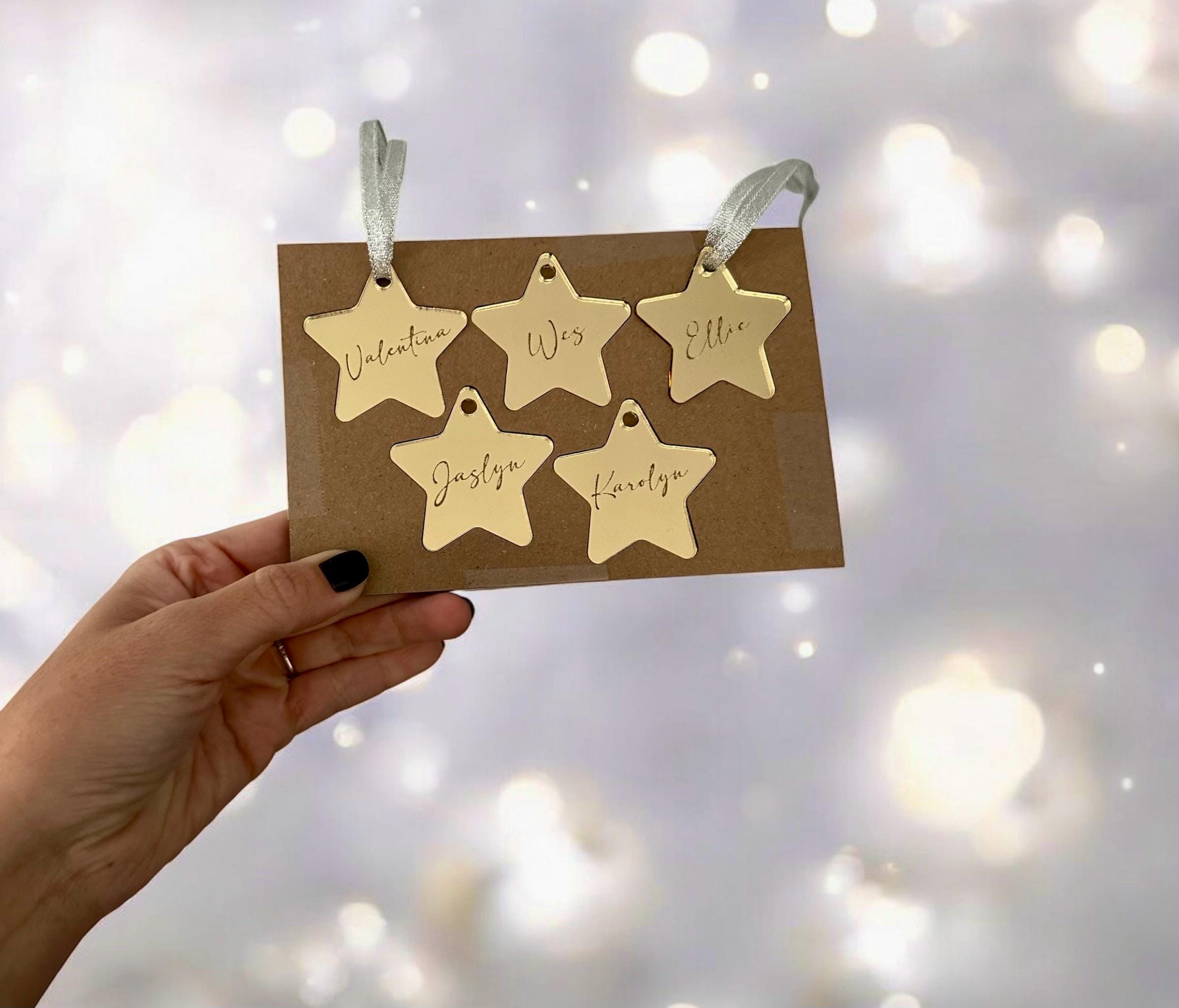 Personalized Mirrored Acrylic Star Christmas Ornament: Engraved Tree ...