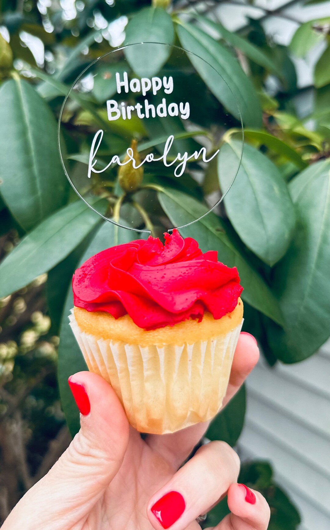 Engraved Clear Acrylic Personalized Happy Birthday Cupcake Topper ...