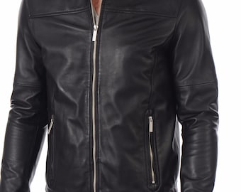 Men's Leather Jacket Stylish Handmade Motorcycle Bomber | Etsy