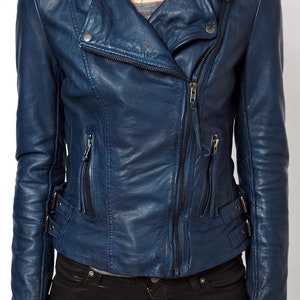 Women's & Girls Stylish Motorcycle Biker Genuine Lambskin Leather ...