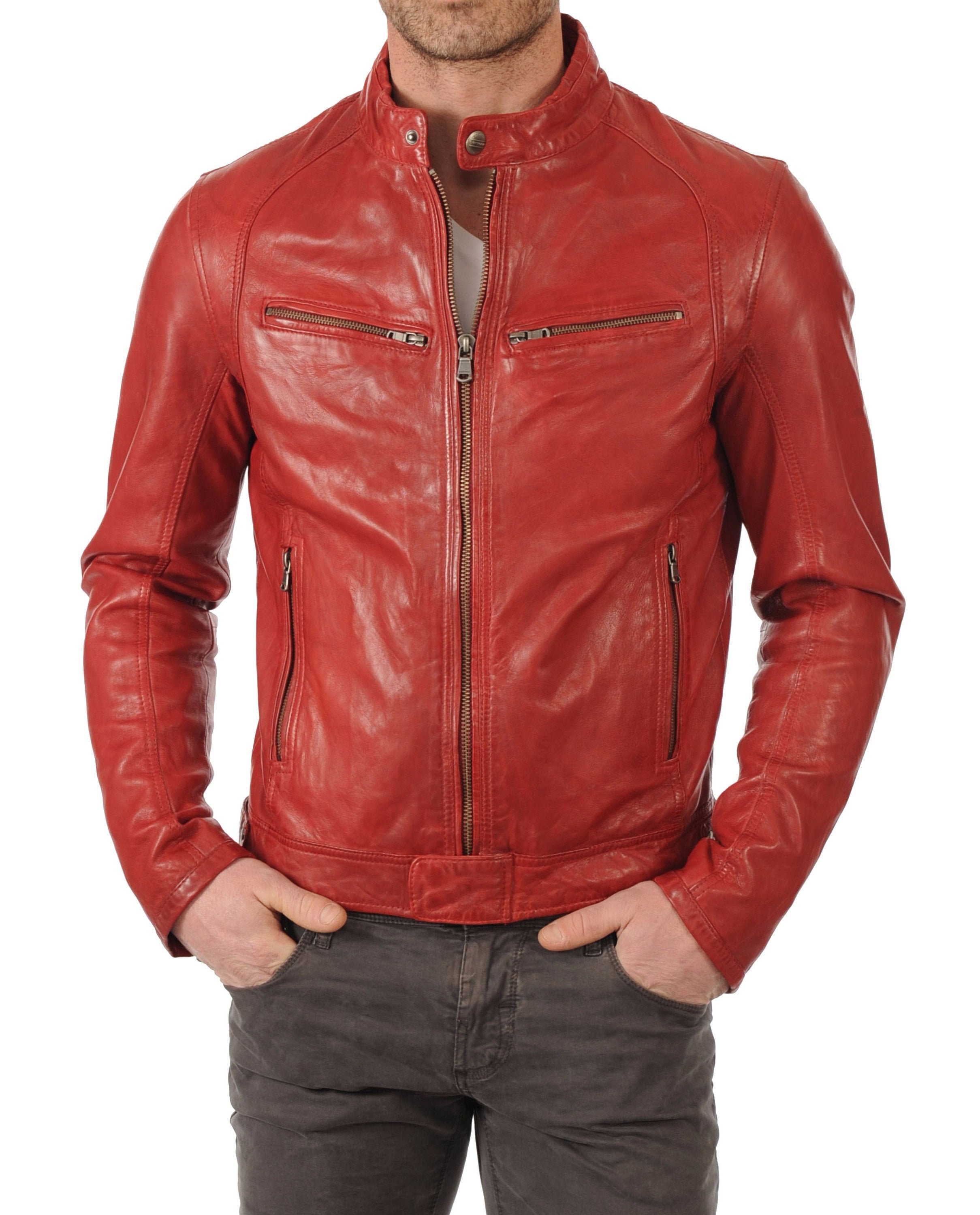 Men's Leather Jacket Stylish Handmade Motorcycle Bomber | Etsy