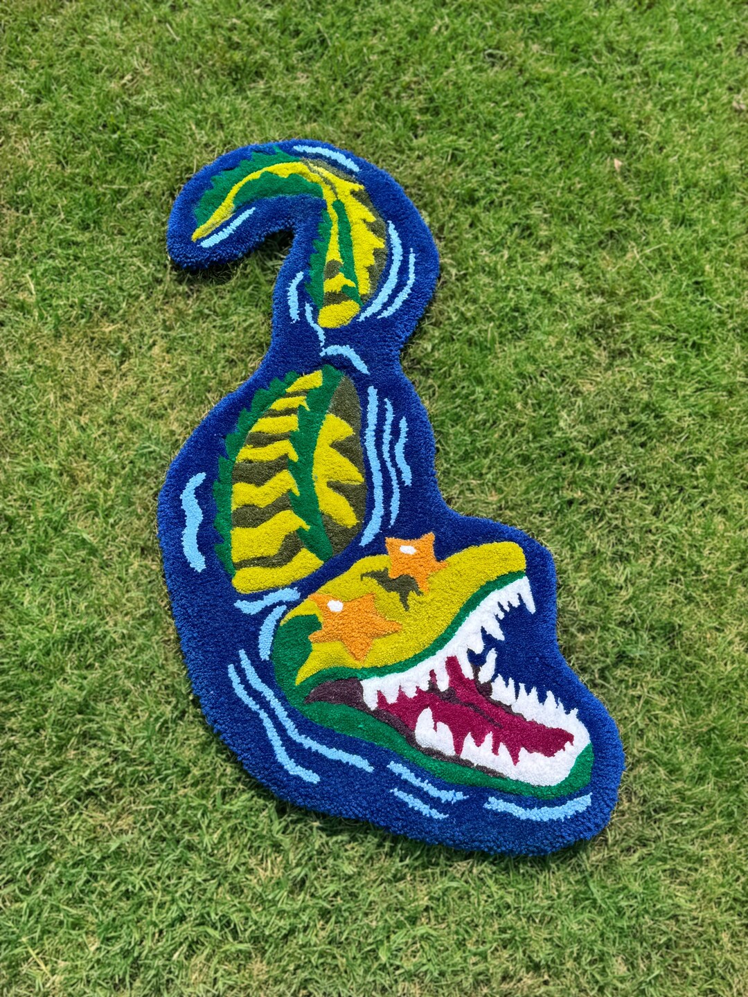 Tufted Alligator / Crocodile Tufted Wall Hanging Rug Bright Jungle ...