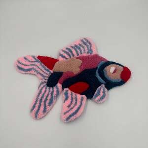 Tufted Fish Wall Hanging Decor Pink Goldfish - Etsy