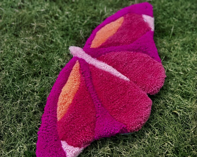 Butterfly Moth Tufted Wall Art Pink Hand Tufted Rug Wall Hanging - Etsy