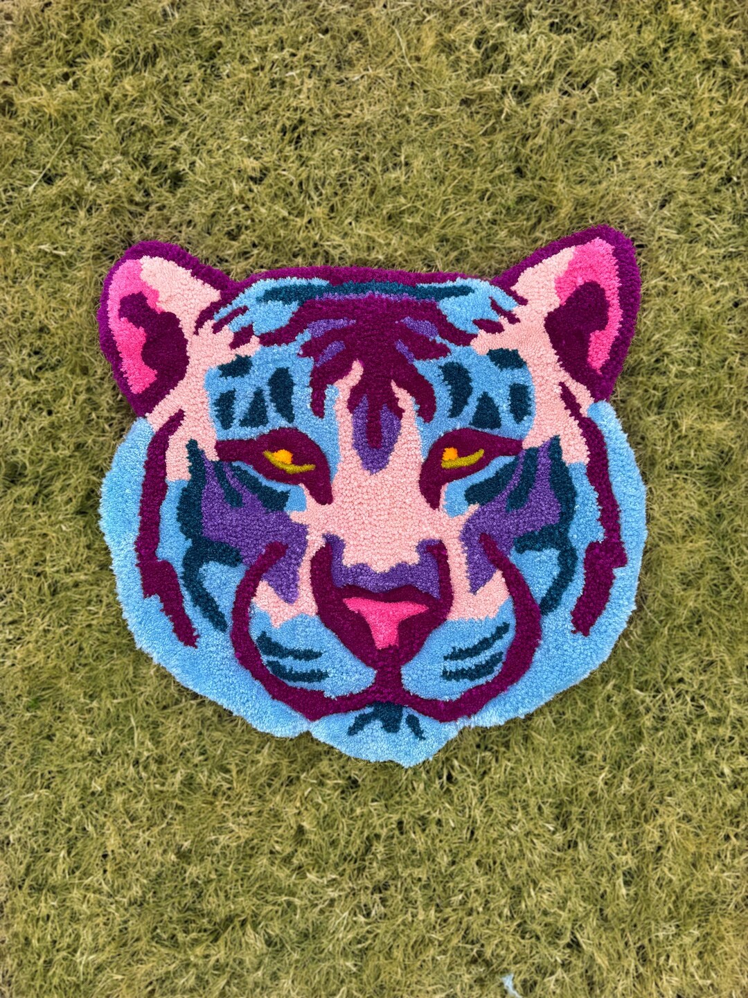 Tufted Tiger Face Rug Wall Hanging Purple Big Cat Art - Etsy