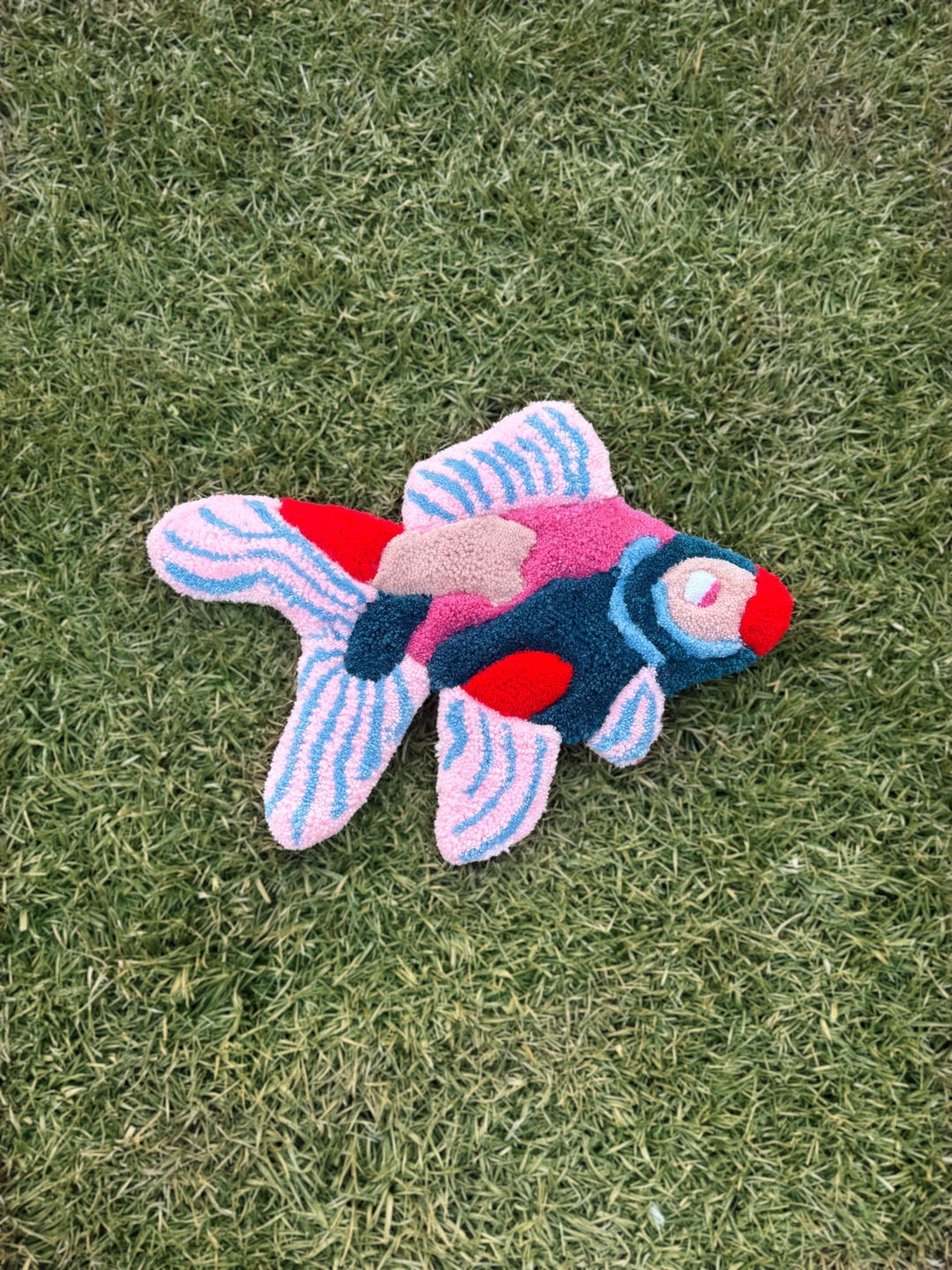 Tufted Fish Wall Hanging Decor Pink Goldfish - Etsy