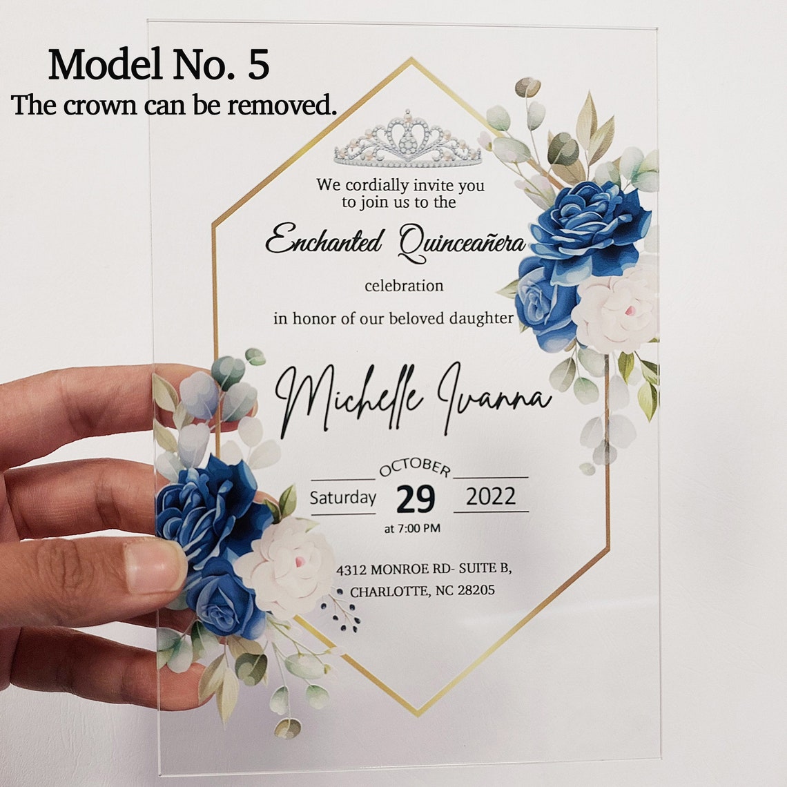 Quinceanera Invitation Acrylic Invitations Clear Invitations - Etsy