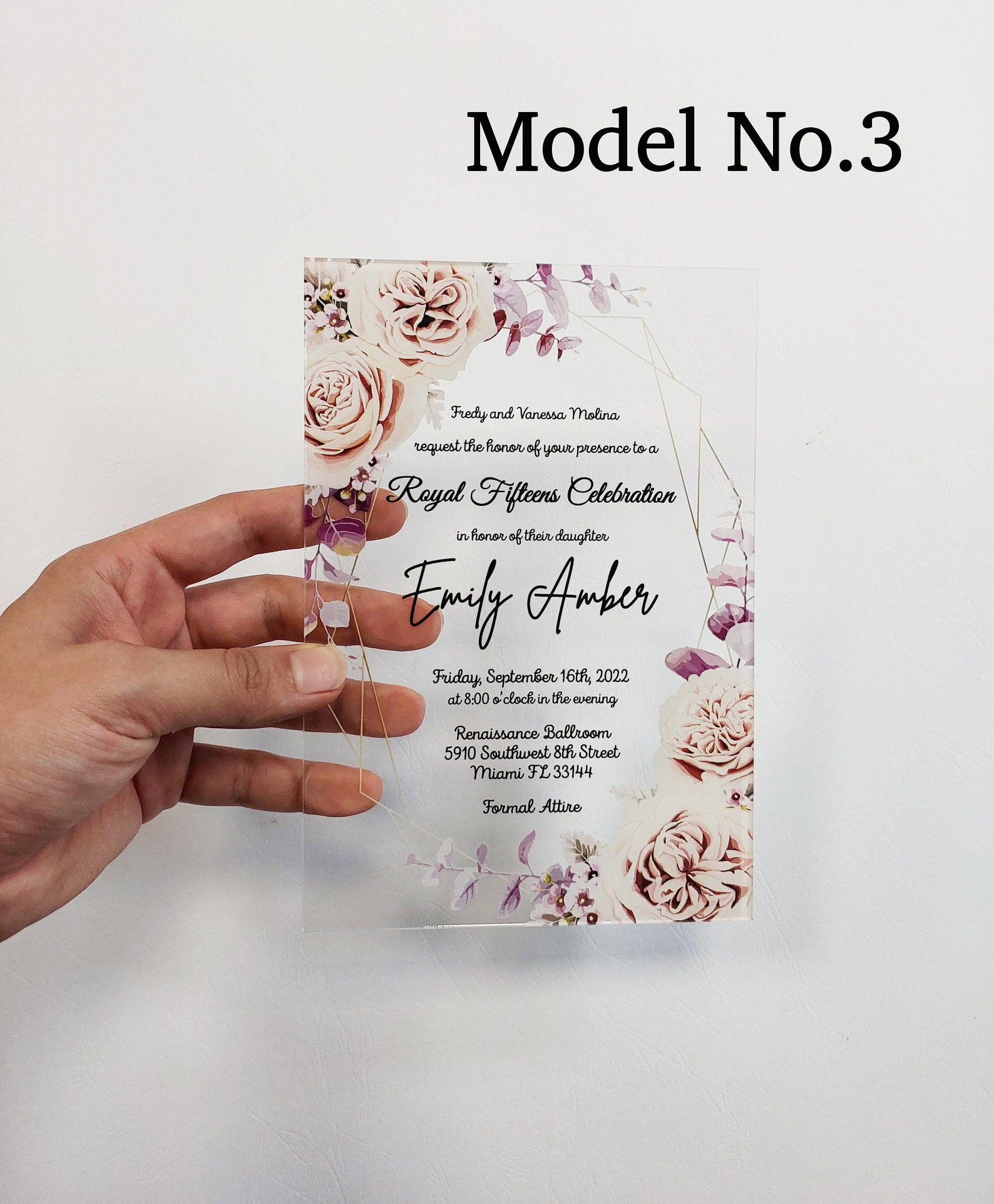 Quinceanera Invitation Acrylic Invitations Clear Invitations - Etsy